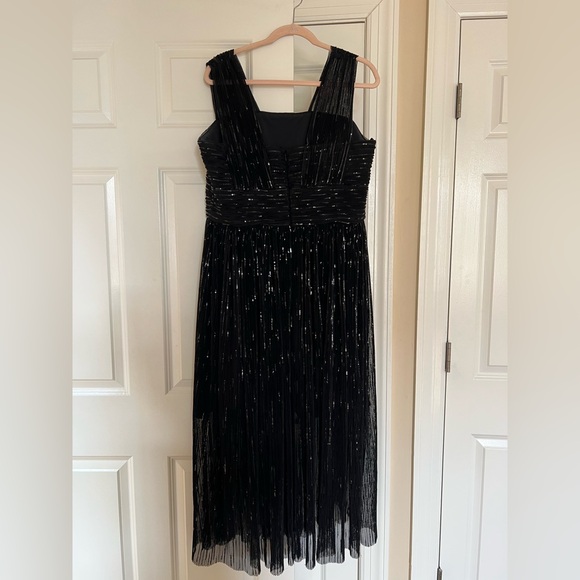 Halston Heritage | Dresses | Halston Heritage Black Midi Dress With ...